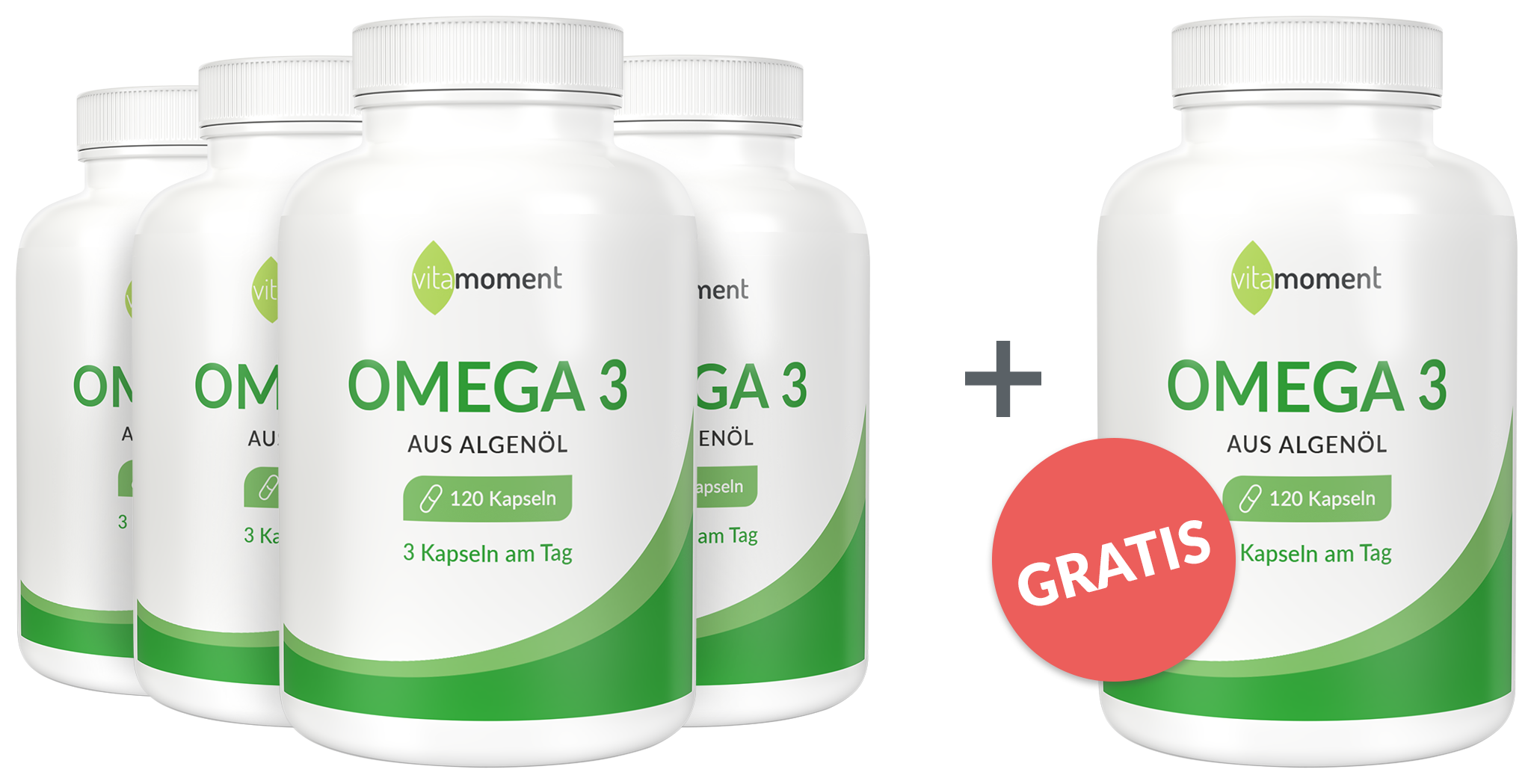 Omega 3 Vegan aus Algenöl (120 Kapseln) | DHA + EPA