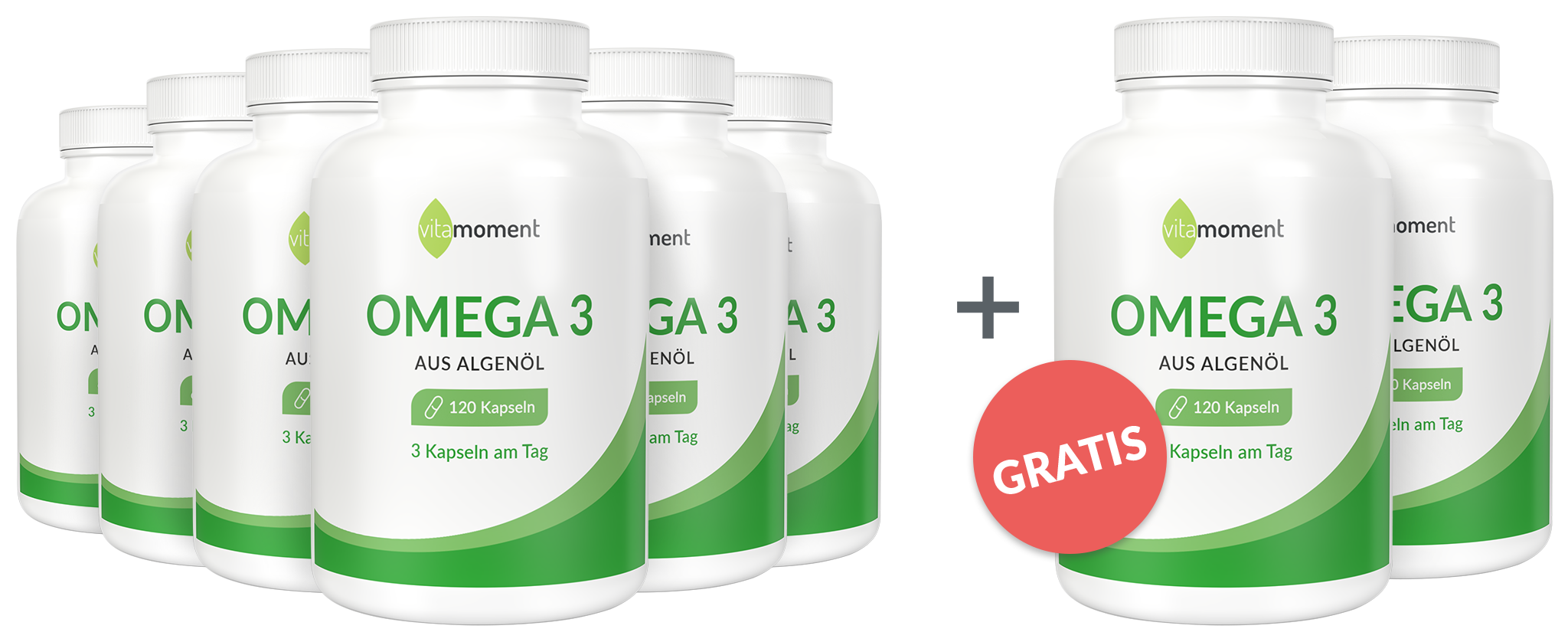 Omega 3 Vegan aus Algenöl (120 Kapseln) | DHA + EPA